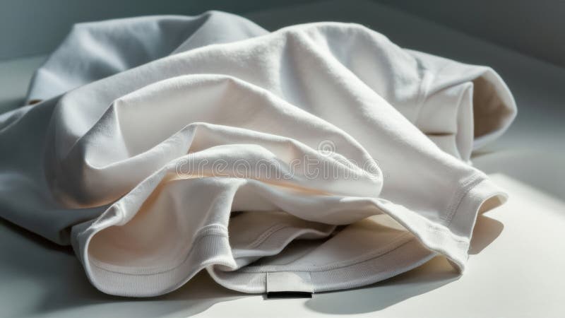 A Crumpled White Shirt Laying on a Table with the Collar Up, AI Stock ...