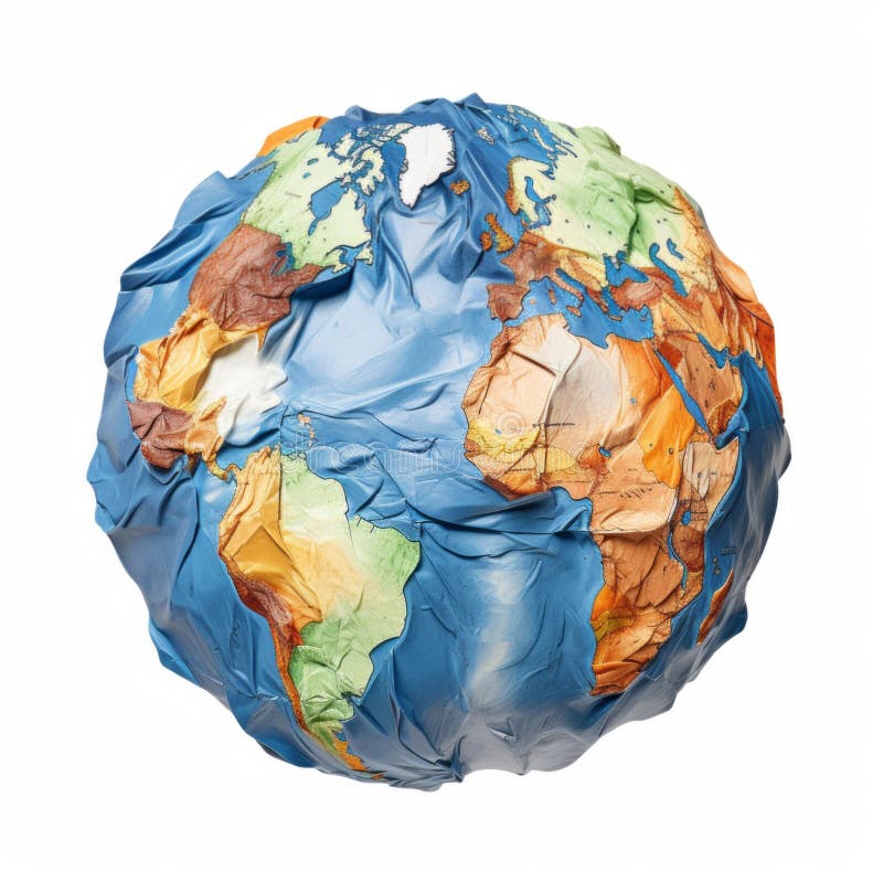 Crumpled World Map - Global Environmental Concerns Stock Photo - Image ...