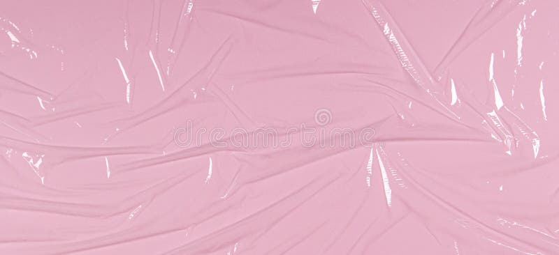 Crumpled Wrinkled Plastic Transparent Plastic Cellophane on Light Pink ...