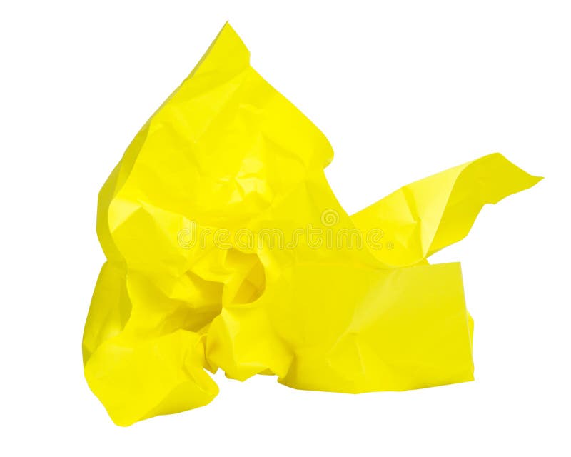 Crumpled Yellow Paper Isolated on the White Background Stock Image ...