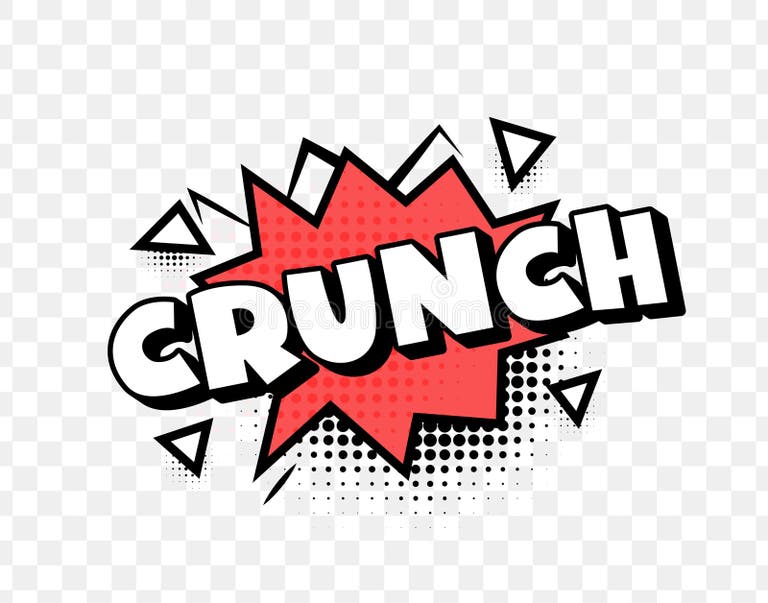 Crunch Comic Text in Red Speech Bubble with Halftone Dots and Dynamic ...