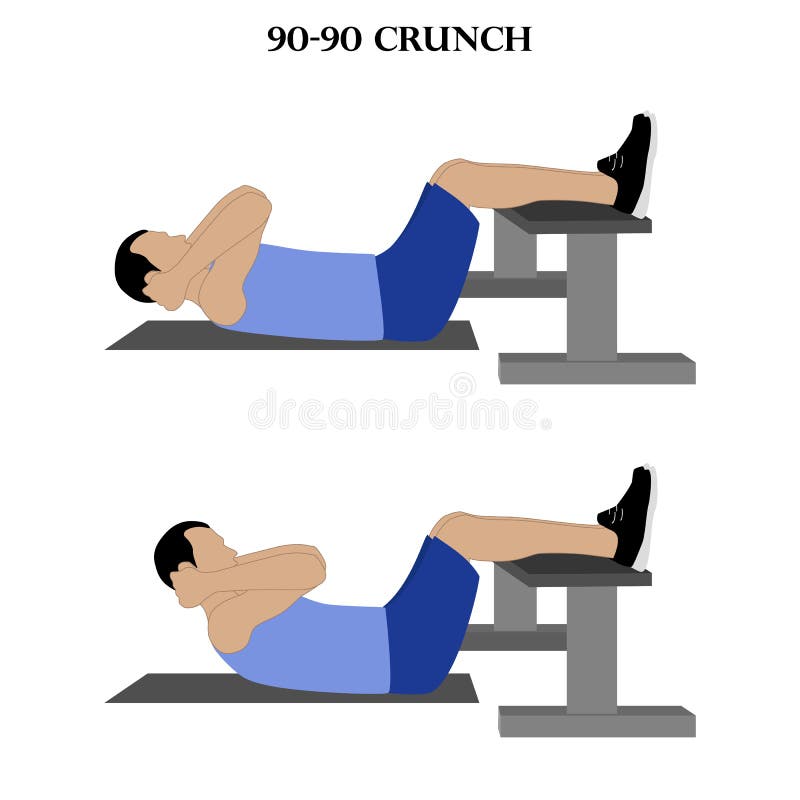 90-90 Crunch Exercise Strength Training Workout Vector Illustration ...