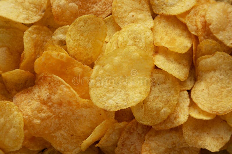 Crunch Onion Potato Chips, Top View Stock Photo - Image of unhealthy ...