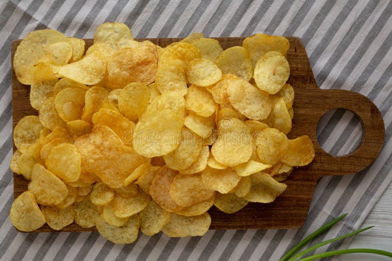 Crunch Onion Potato Chips, Top View Stock Image - Image of meal, taste ...