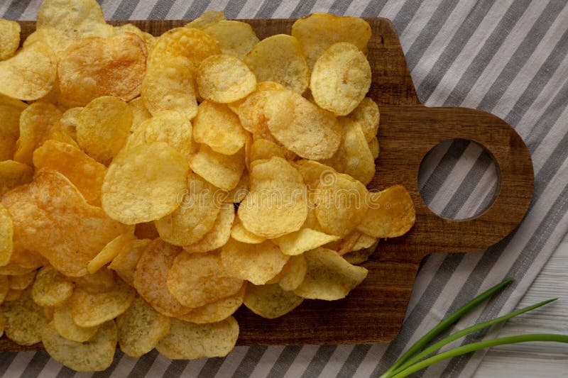 Crunch Onion Potato Chips, Top View Stock Photo - Image of heap, crisp ...