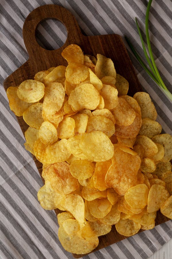 Crunch Onion Potato Chips, Top View Stock Image - Image of snack ...