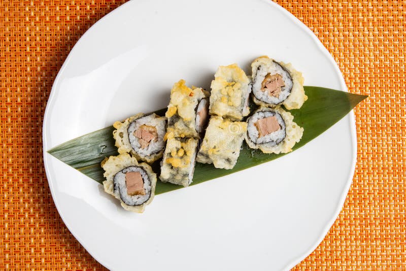 Crunch Sushi Roll stock photo. Image of cooked, focus - 179727996