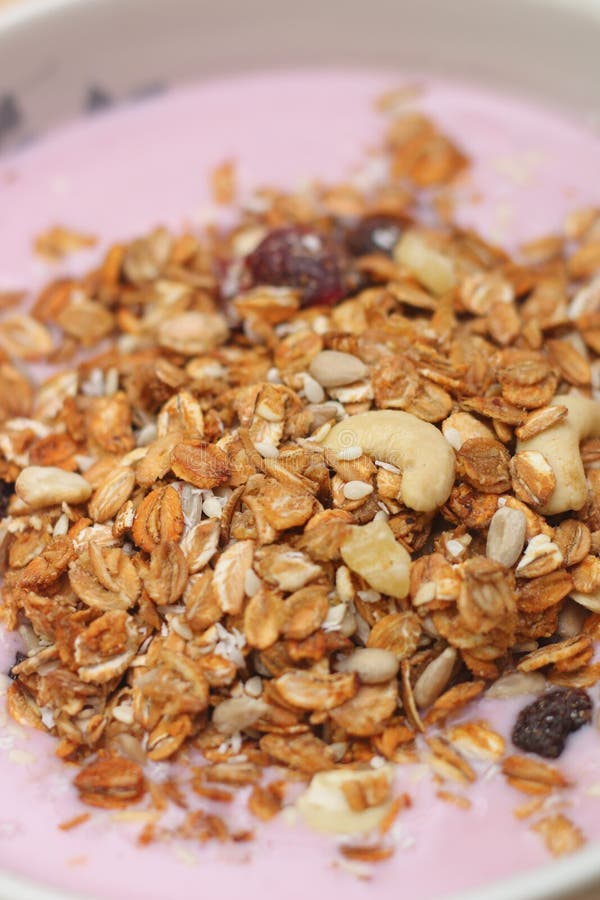 Crunch with Yogurt for Breakfast Stock Photo - Image of juice, milk ...