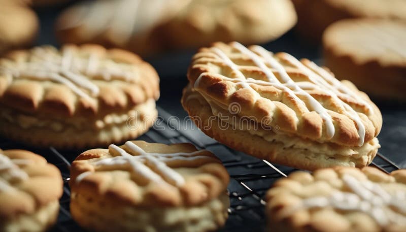 Crunchy biscuits. Close up stock illustration. Illustration of dessert ...