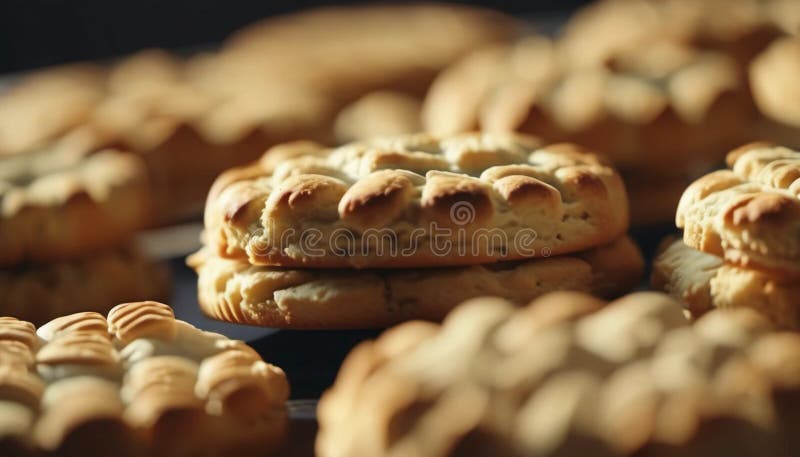 Crunchy biscuits. Close up stock illustration. Illustration of baking ...