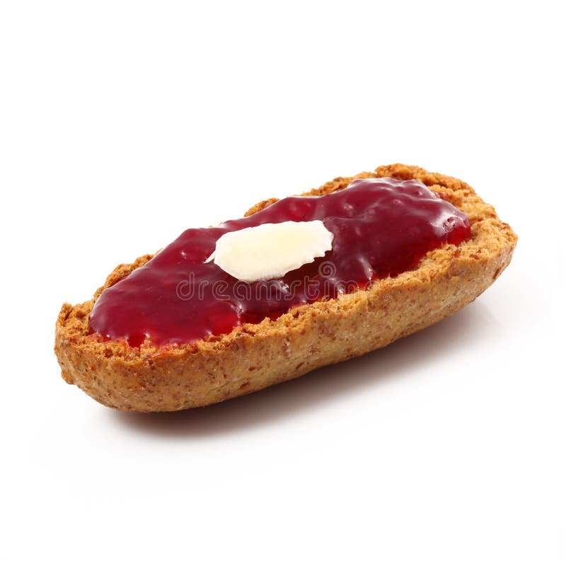 Crunchy Bread with Jam on White Background Stock Photo - Image of food ...
