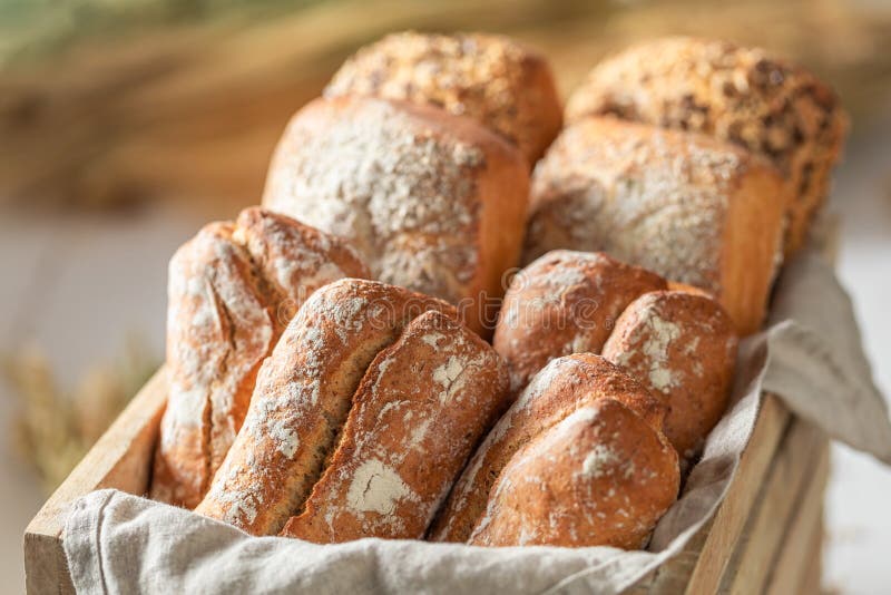Crunchy Buns Baked at Home. Buns from the Bakery Stock Image - Image of ...