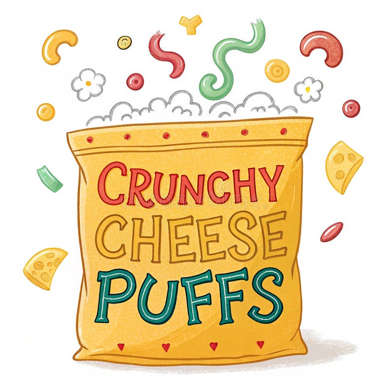 Crunchy Cheese Puffs Bag with Animated Explosion Stock Illustration ...