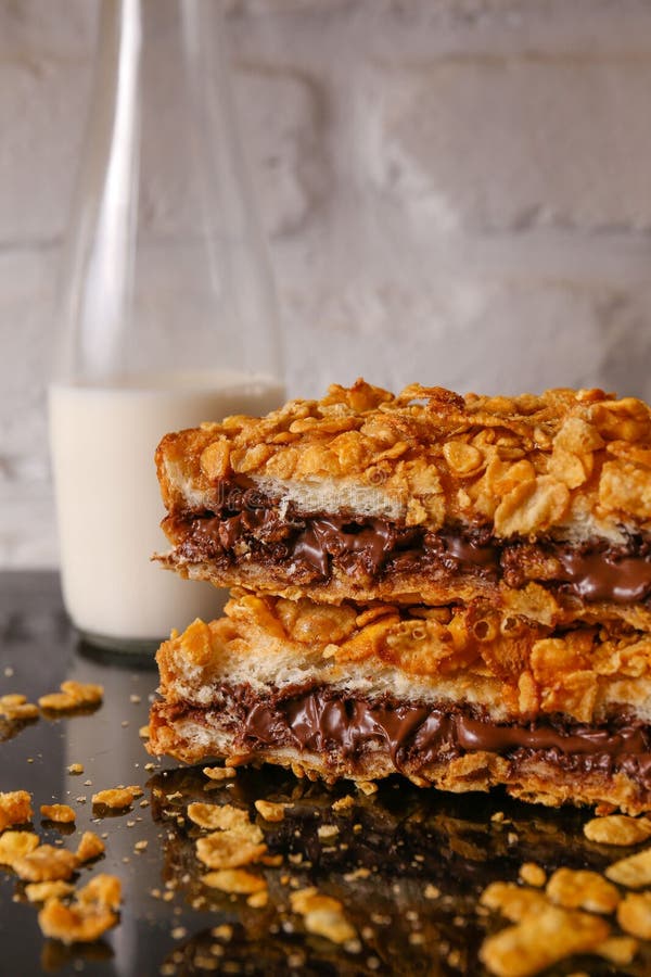 Crunchy Cookie with the Chocolate Kernel, Vertical Stock Photo - Image ...