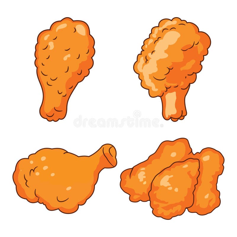 Crunchy Crispy Fried Chicken Fast Junk Food Vector Illustration Stock ...