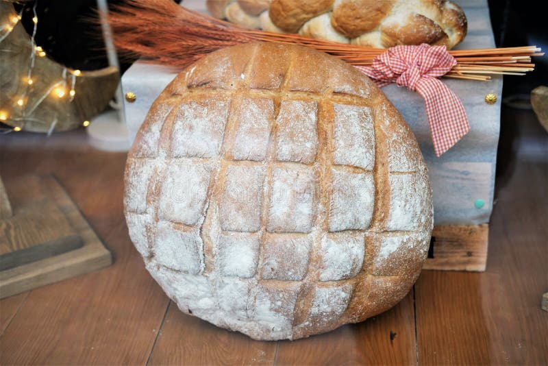 Loaf O Bread in Bakery Window Stock Image - Image of grain, baked ...