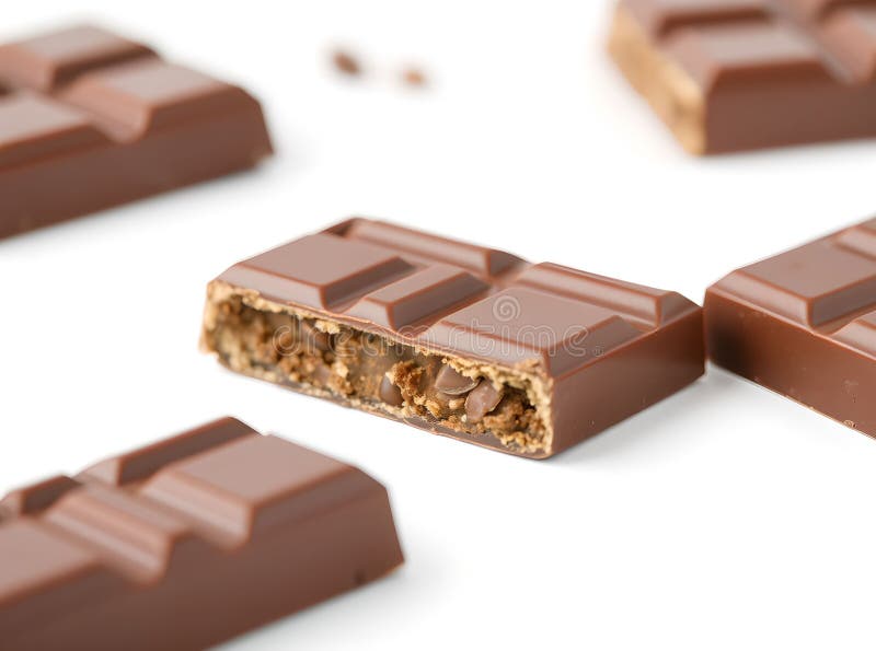 Crunchy Milk Chocolate Bar with Puffed Rice Filling Ai Generated Stock ...