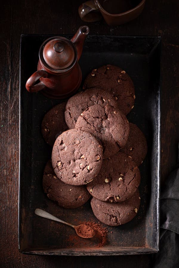 Crunchy and Milky Chocolate Cookies with White Chocolate Chip Stock ...