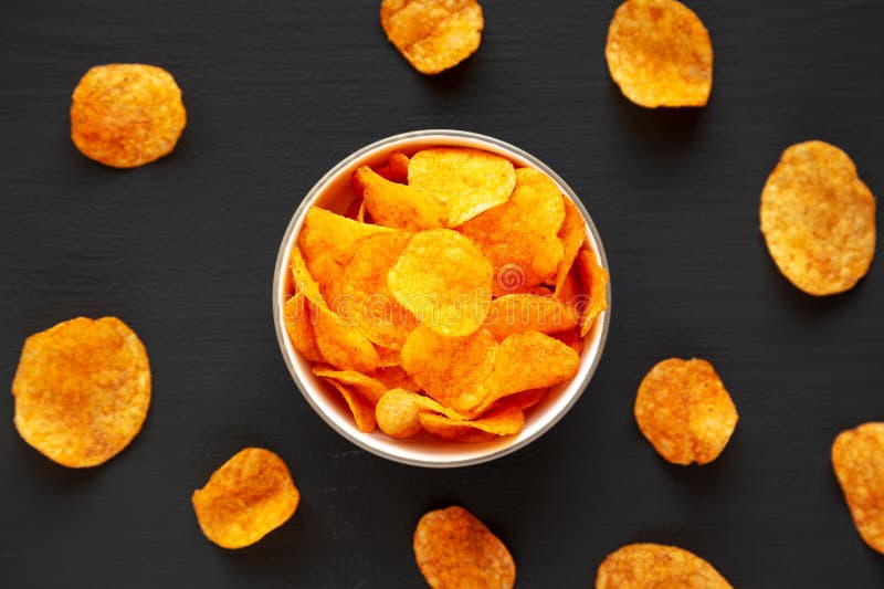 Crunchy Paprika Potato Chips Ready To Eat Stock Image - Image of chip ...