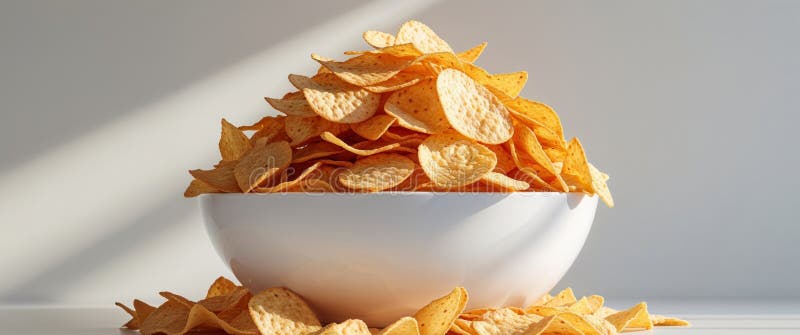 Crunchy Party Chips Stacked in a Large Bowl. Stock Image - Image of ...