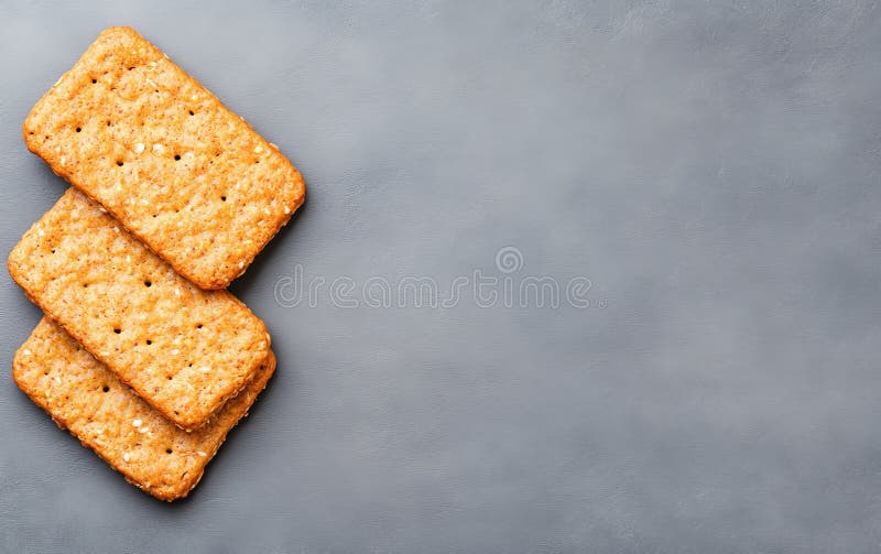 Crunchy Rectangular Oat Biscuits Arranged on a Clean Gray Surface ...