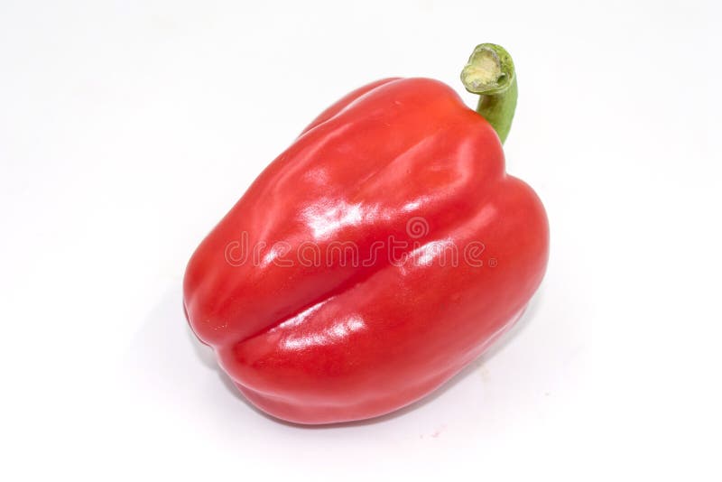 Crunchy Red Pepper Isolated on White Stock Photo - Image of closeup ...