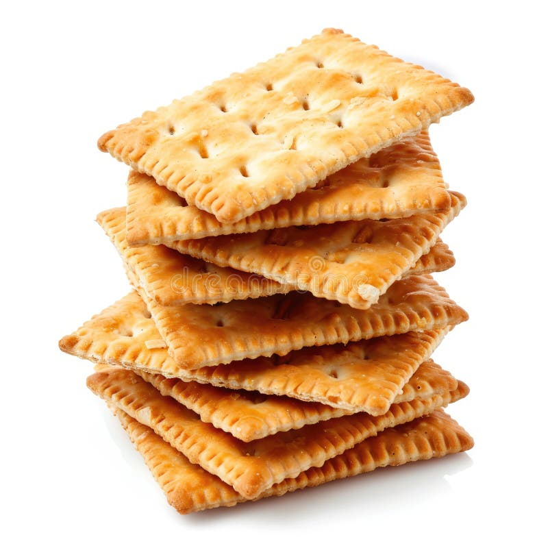 Crunchy Stack of Crackers Isolated on White, Perfect for Snack Designs ...