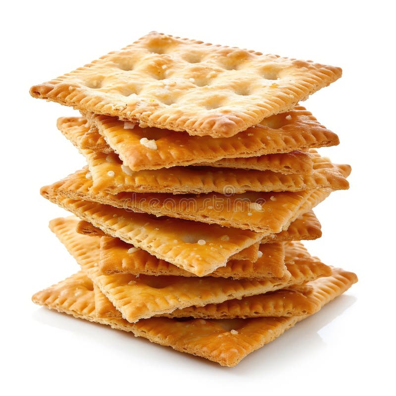 Crunchy Stack of Crackers Isolated on White, Perfect for Snack Designs ...