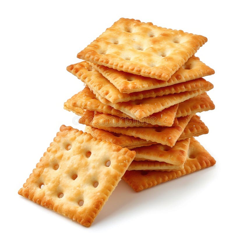 Crunchy Stack of Crackers Isolated on White, Perfect for Snack Designs ...