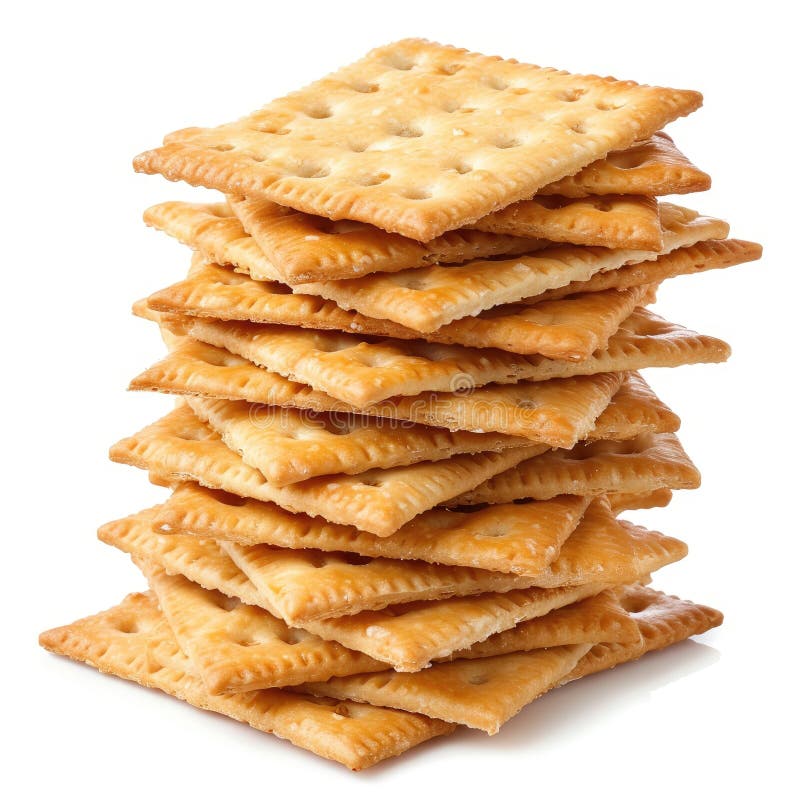 Crunchy Stack of Crackers Isolated on White, Perfect for Snack Designs ...