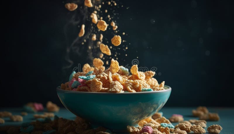 A Crunchy, Sweet Snack of Granola and Corn Flakes Levitates Generated ...