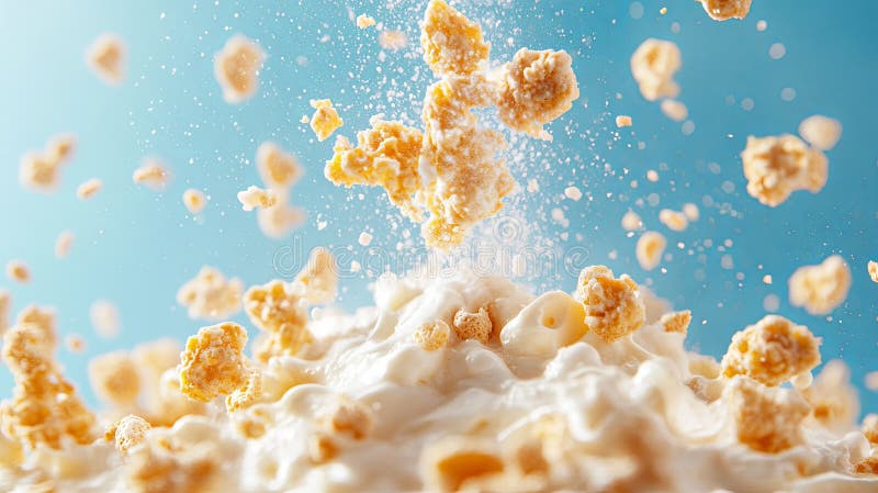 Crunchy Topping Falling Creamy Surface Bright Summer Background Stock ...