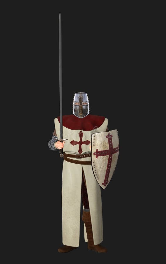 Crusader Knight Standing Guard Illustration Stock Photo - Illustration ...