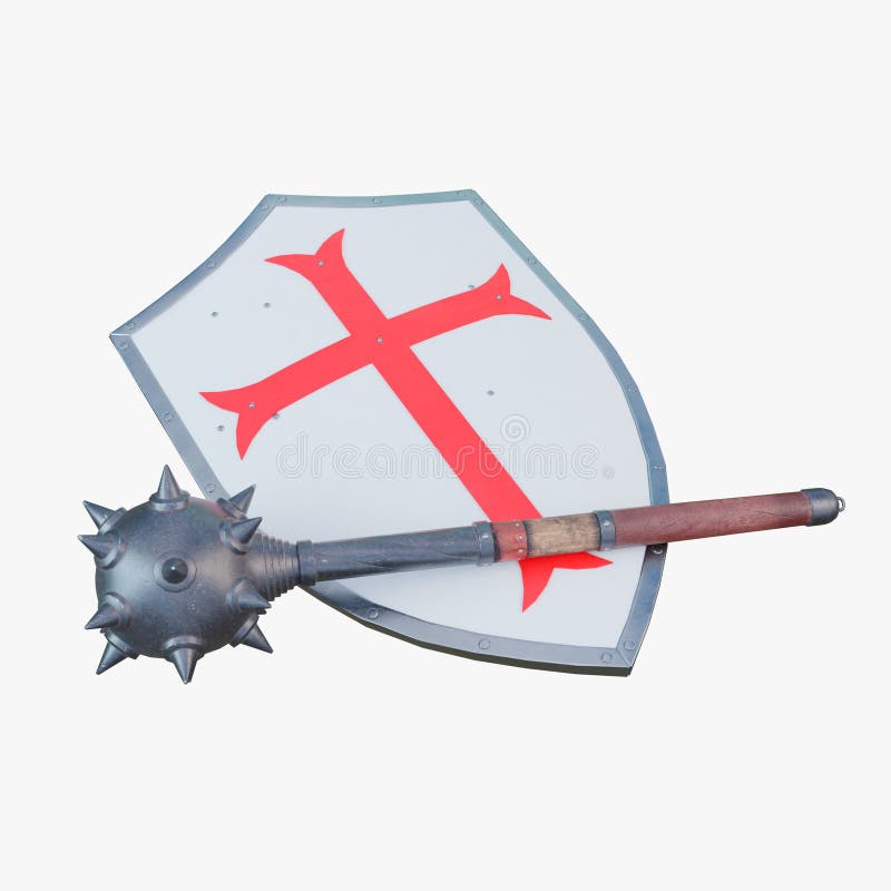 Crusader s shield and mace stock illustration. Illustration of spiked ...