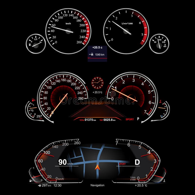 Concetto Virtuale Del Cruscotto Dell'automobile Interfaccia Del Veicolo ...