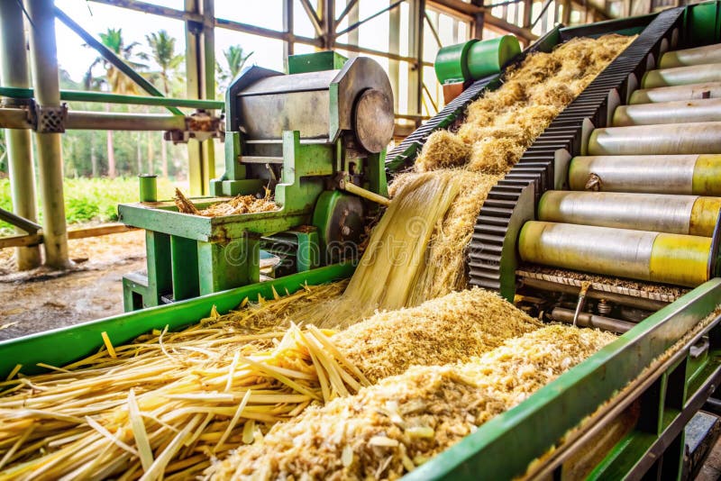 Crush Machine Working with Crushed Sugar Cane in Store Stock ...