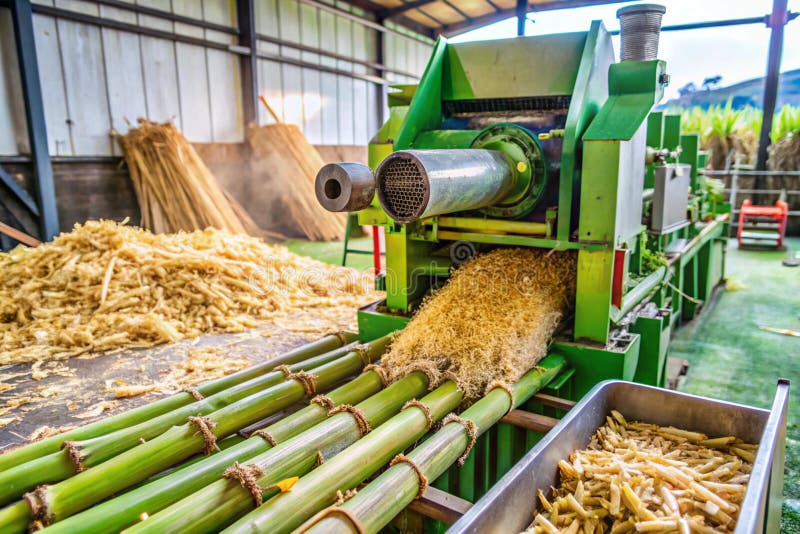 Crush Machine Working with Crushed Sugar Cane in Store Stock ...