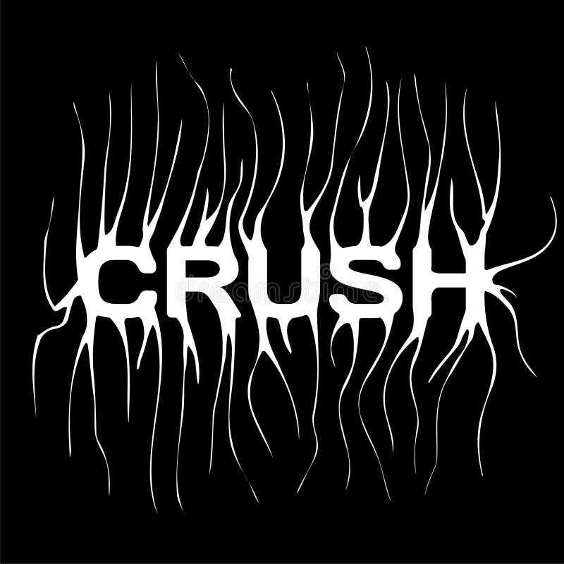Crush- Slogan Tee Print Design with Distorted Typography and a Modern ...