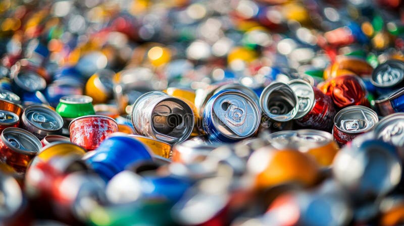 Crushed Aluminum Cans Piled Together, Ready for Recycling at a ...
