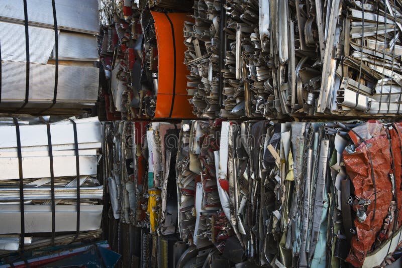 Crushed & Baled Scrap Metal Stock Photo - Image of aluminum, protection ...