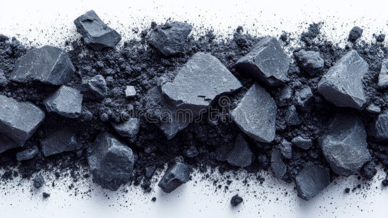 Crushed Black Stone Fragments on a White Background Stock Illustration ...