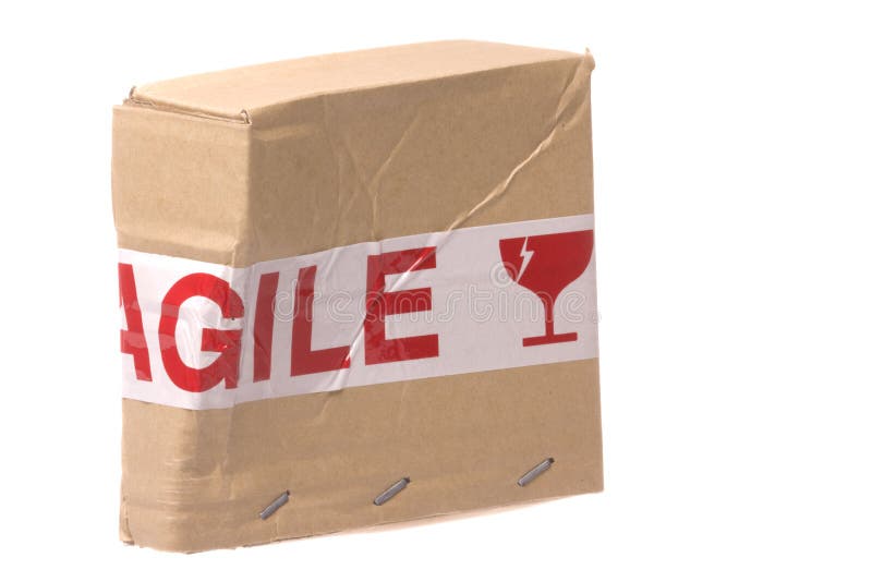 Crushed Box with Fragile Tape Stock Photo - Image of deliver, delivery ...