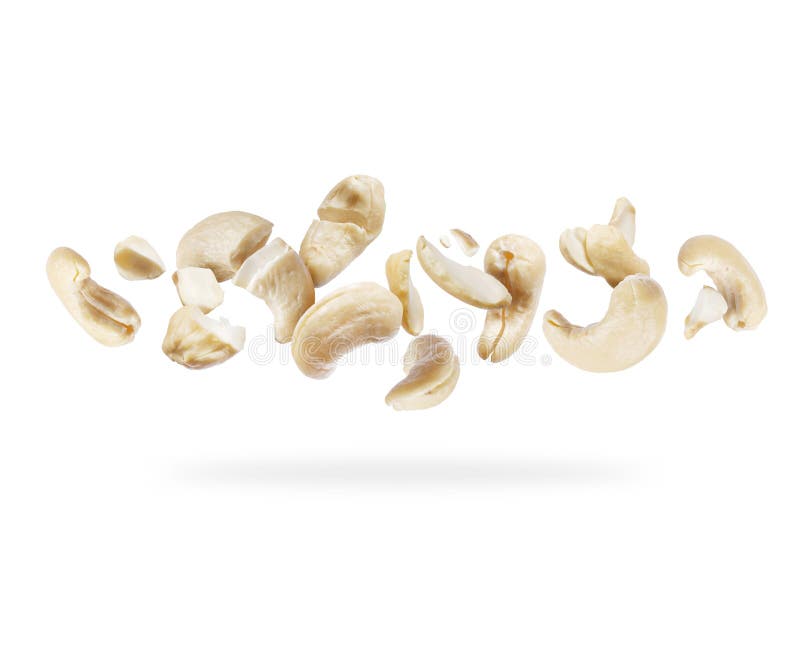 Cashew Crushed into Many Pieces Close-up on White Background Stock ...