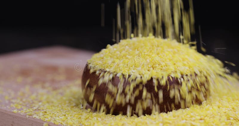 Crushed Corn Kernels for Making Corn Flakes Stock Video - Video of gold ...