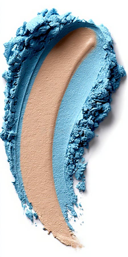 Crushed Cosmetics with Blue Foundation Smear Texture and Decorative ...