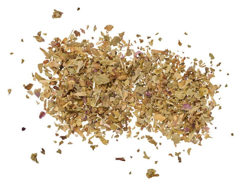 Crushed Dry Basil Leaves on Isolated Background Stock Image - Image of ...