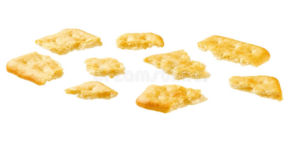 Broken Cheese Crackers Isolated on White Background Stock Image - Image ...