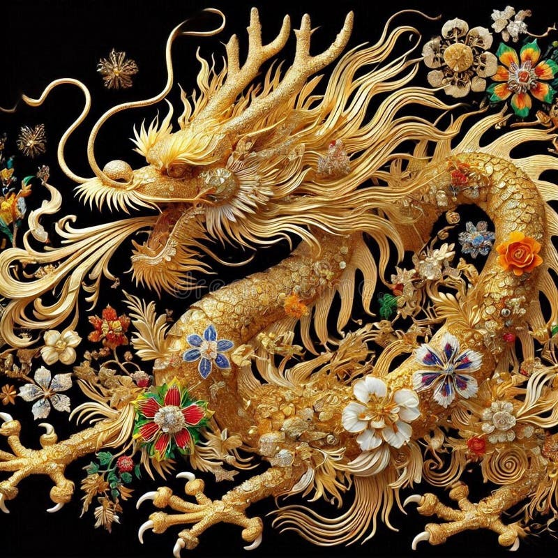 A Crushed Gold Foil Creation Shaped Like a Whimsical Snow Dragon. Stock ...