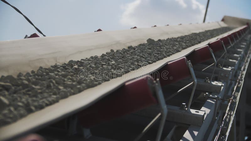 Crushed Granite Ore Transported by Conveyor in Mining Quarry Stock ...