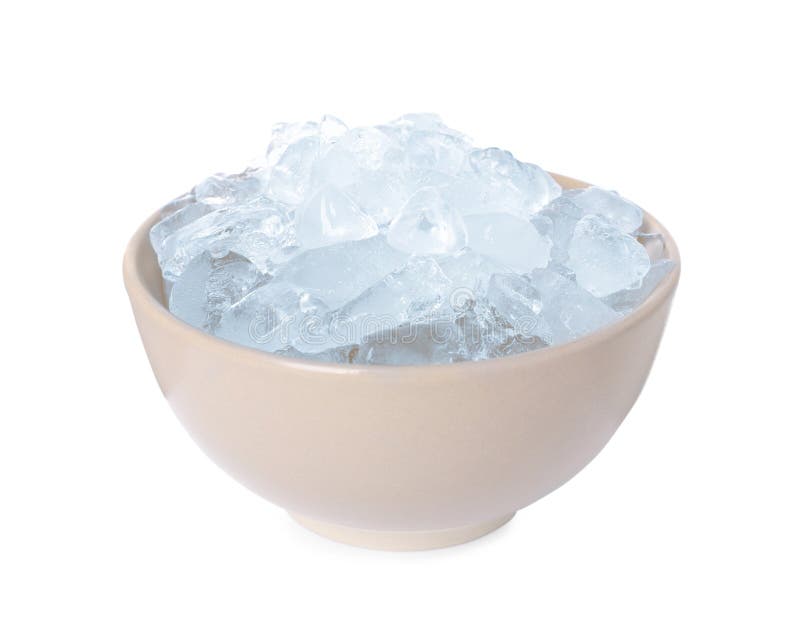 Crushed Ice in Bowl on White Background Stock Image - Image of blue ...